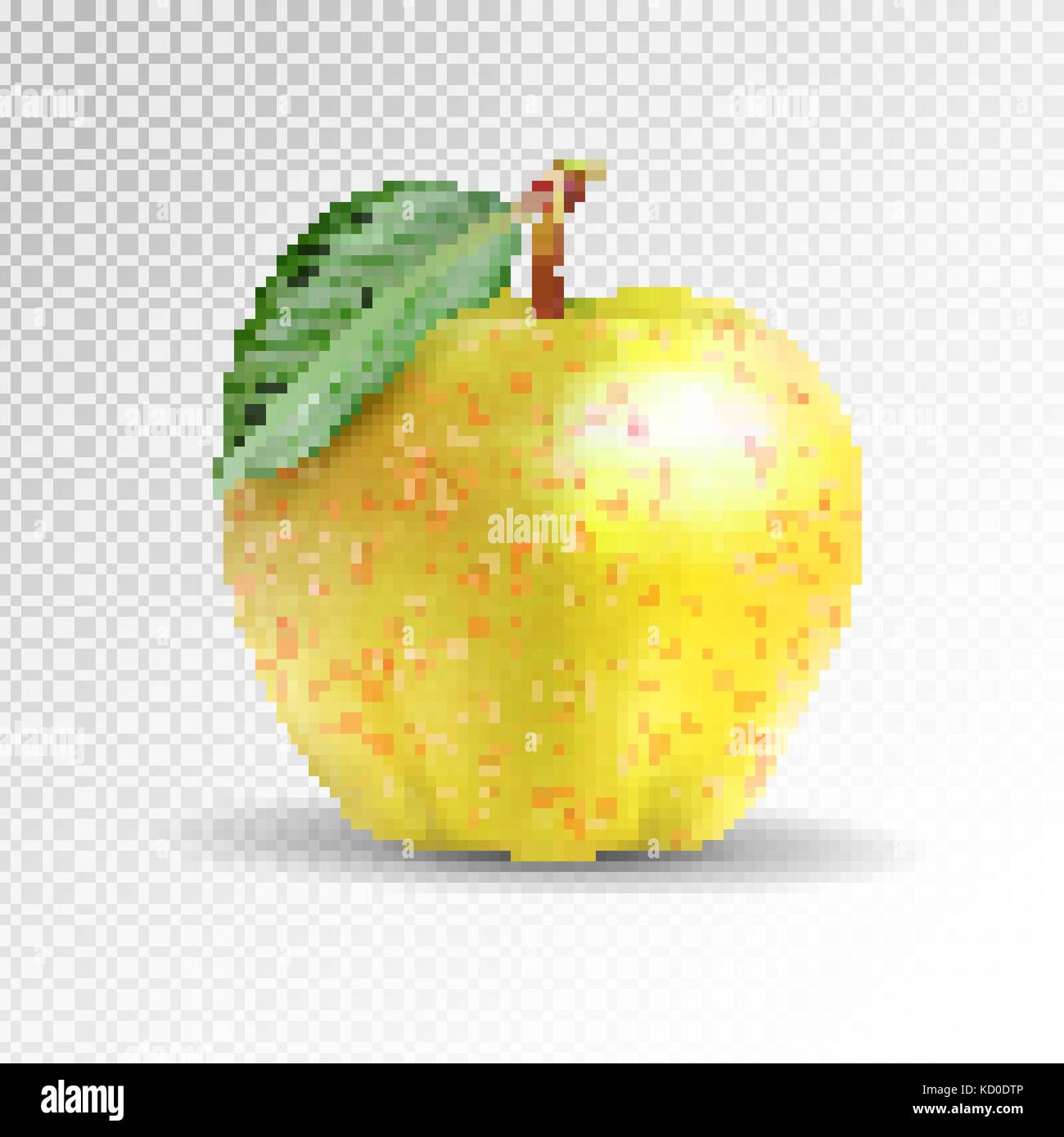 Yellow apple isolated on transparent background. Vector, 3D Stock ...