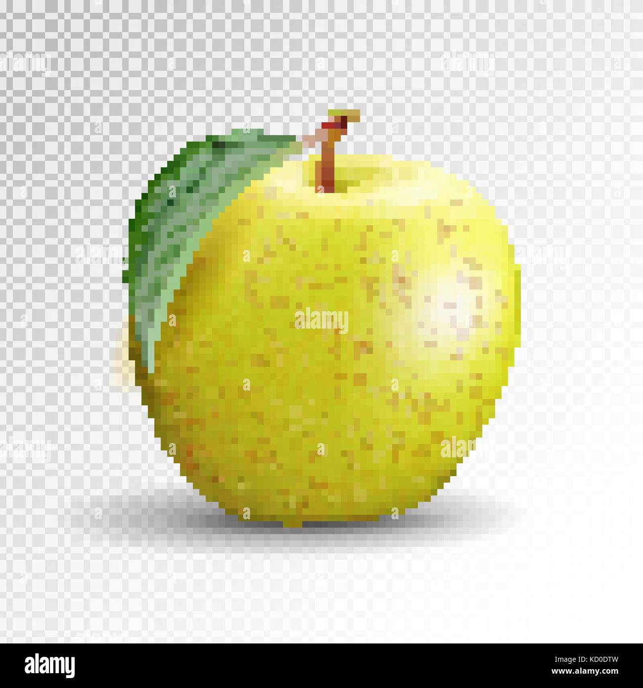Yellow apple isolated on transparent background. Vector, 3D Stock ...