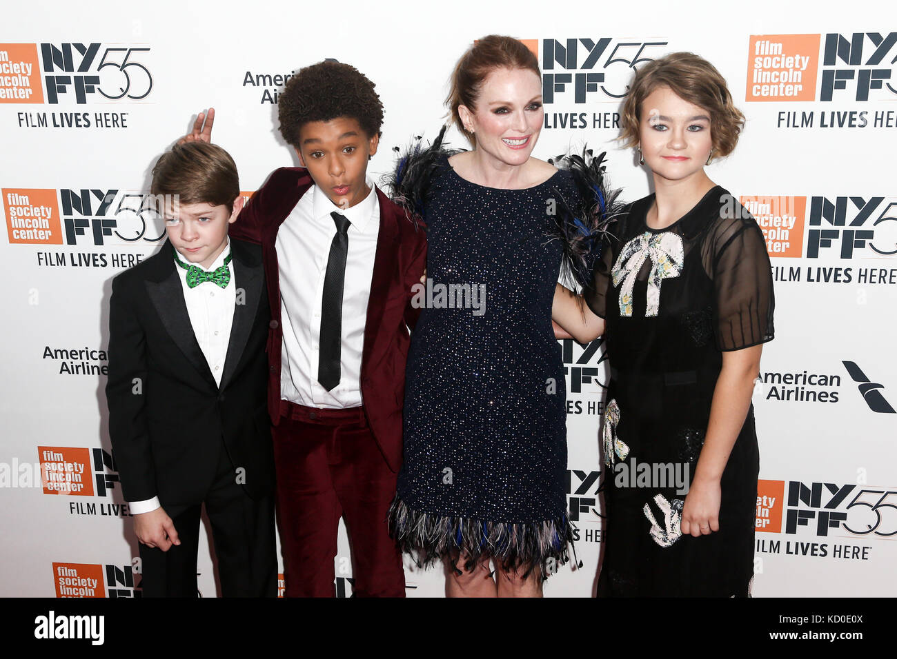 NEW YORK-OCT 07: (L-R) Oakes Fegley, Jaden Michael, Julianne Moore and ...