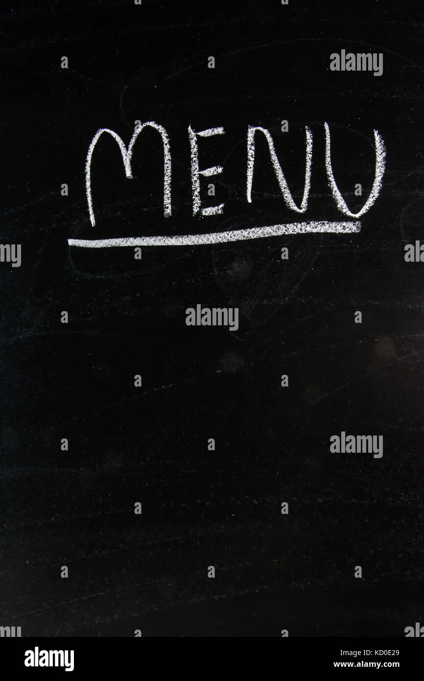 menu write on blackboard ,chalkboard, texture Stock Photo - Alamy