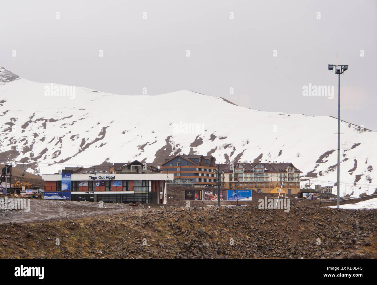Gudauri ski resort in the high Caucasus mountains in Georgia along the ...