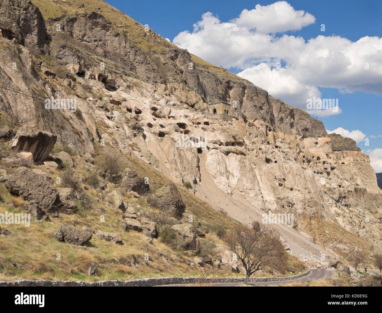 The cave monastery complex of Vardzia in southern Georgia, view of the ...