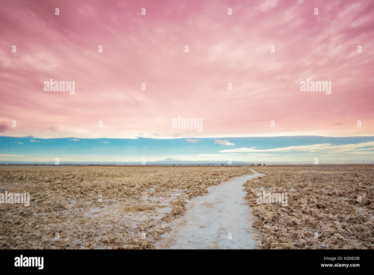 View on Salt landscape by Lagoon cejar in the Andesof the Altiplano of ...