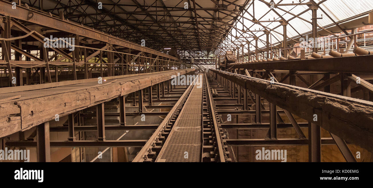 weathered rusty industrial scenery with old rundown, steel girders and ...