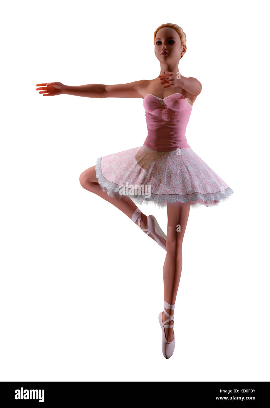 3D digital render of a beautiful ballerina isolated on white background ...