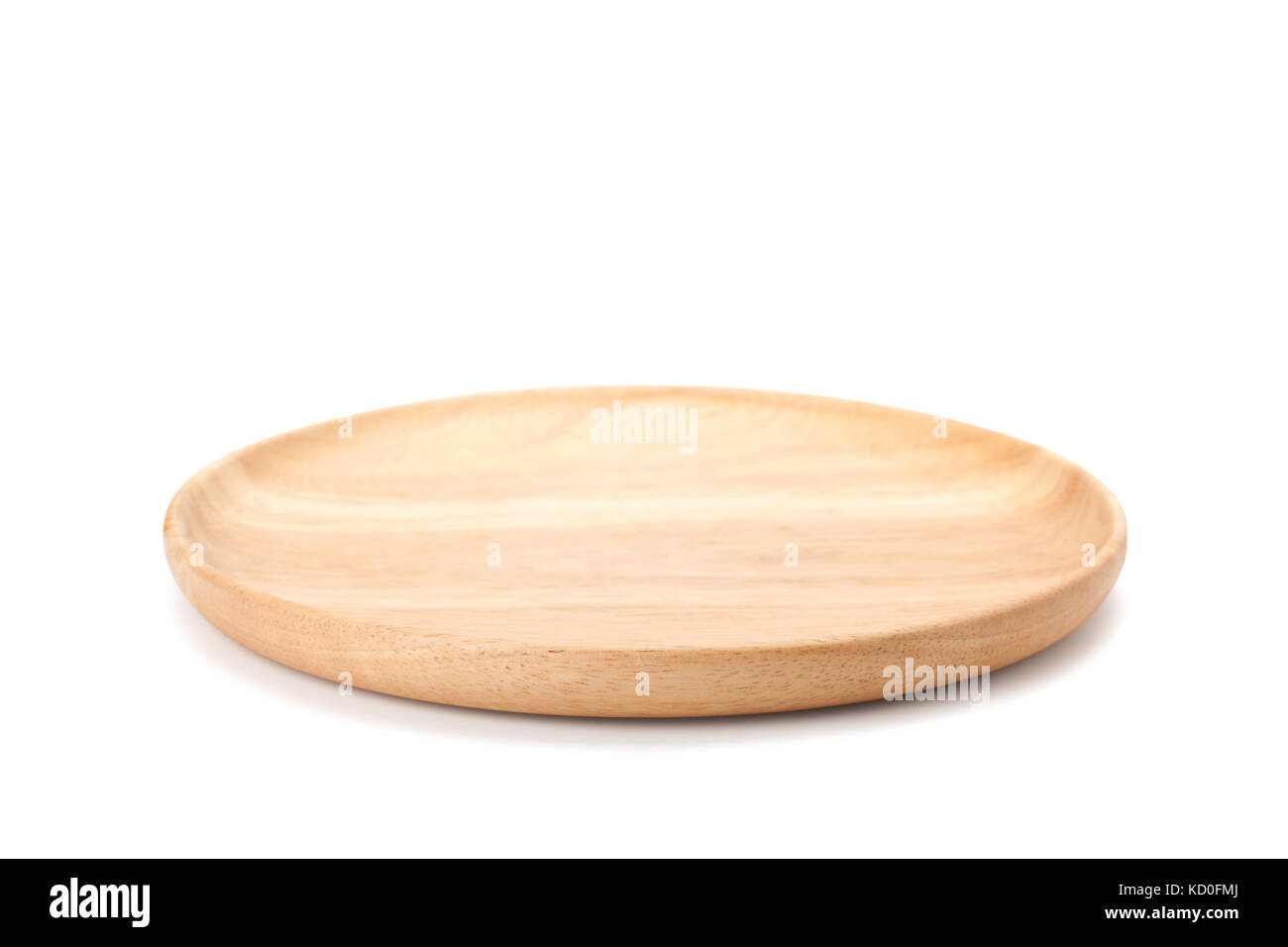 Empty wooden plate isolated on white background with soft shadow and ...