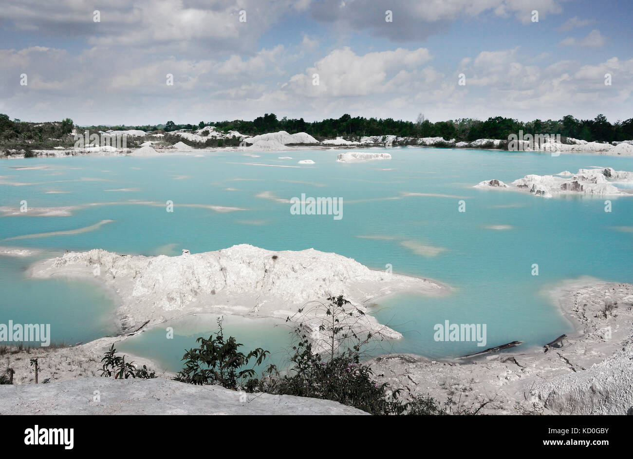 Man-made artificial lake Kaolin and white land containing kaolinite ...