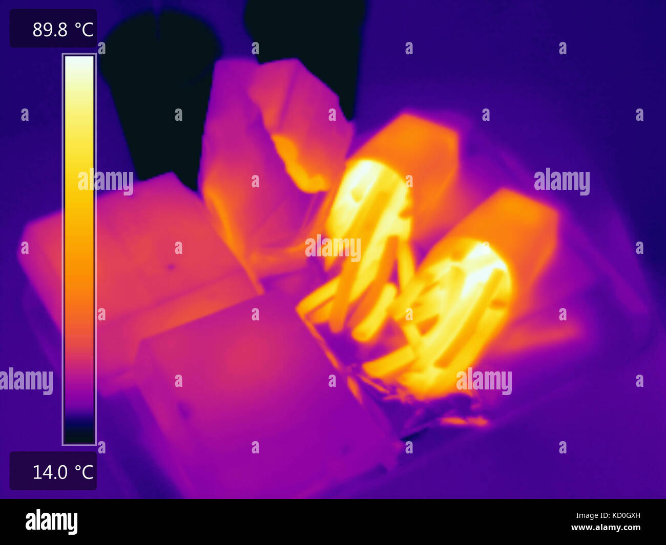 Thermal image of fast food in food containers Stock Photo - Alamy