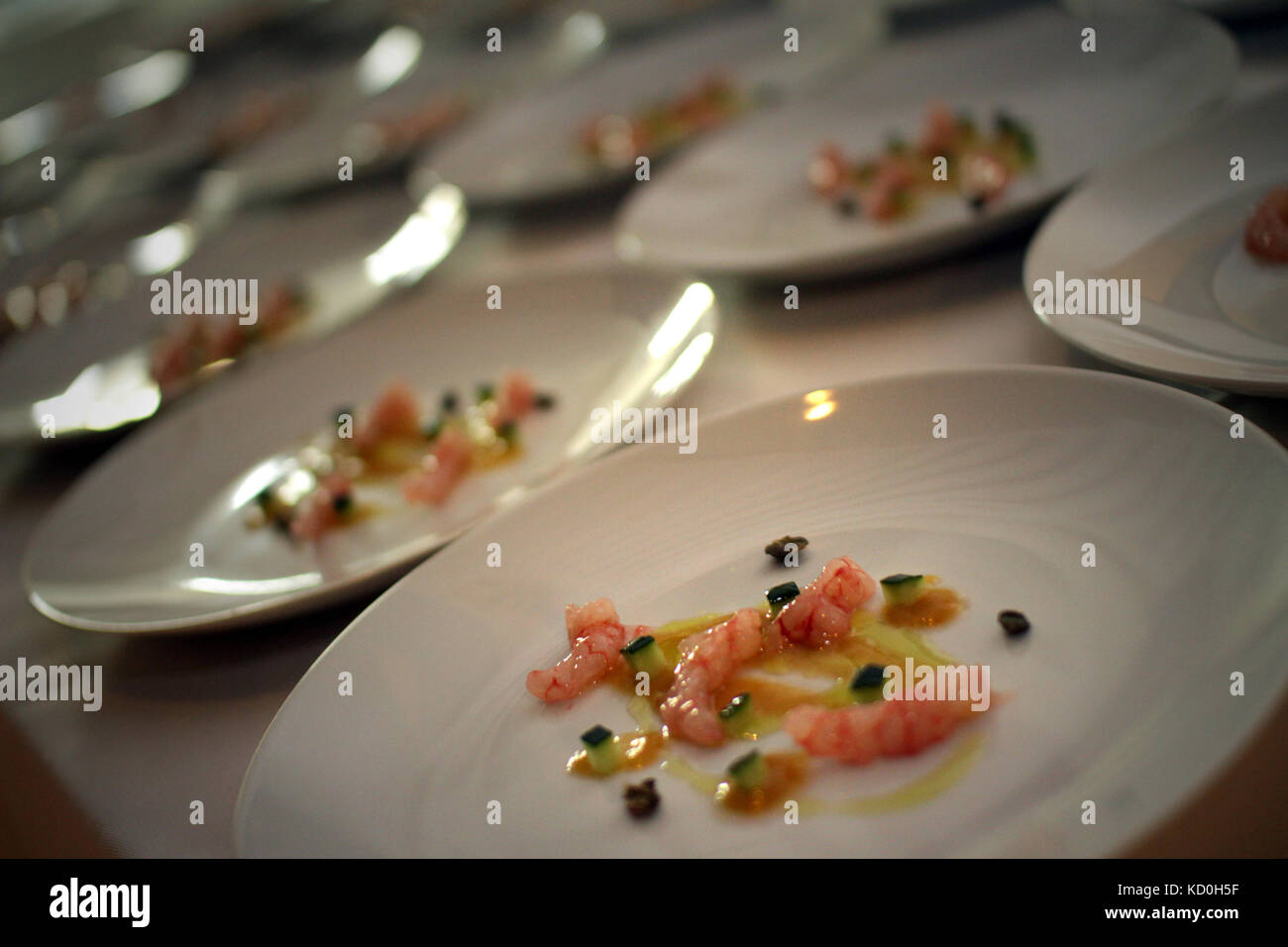 Italian seafood appetizer with shrimp and vegetables Stock Photo - Alamy