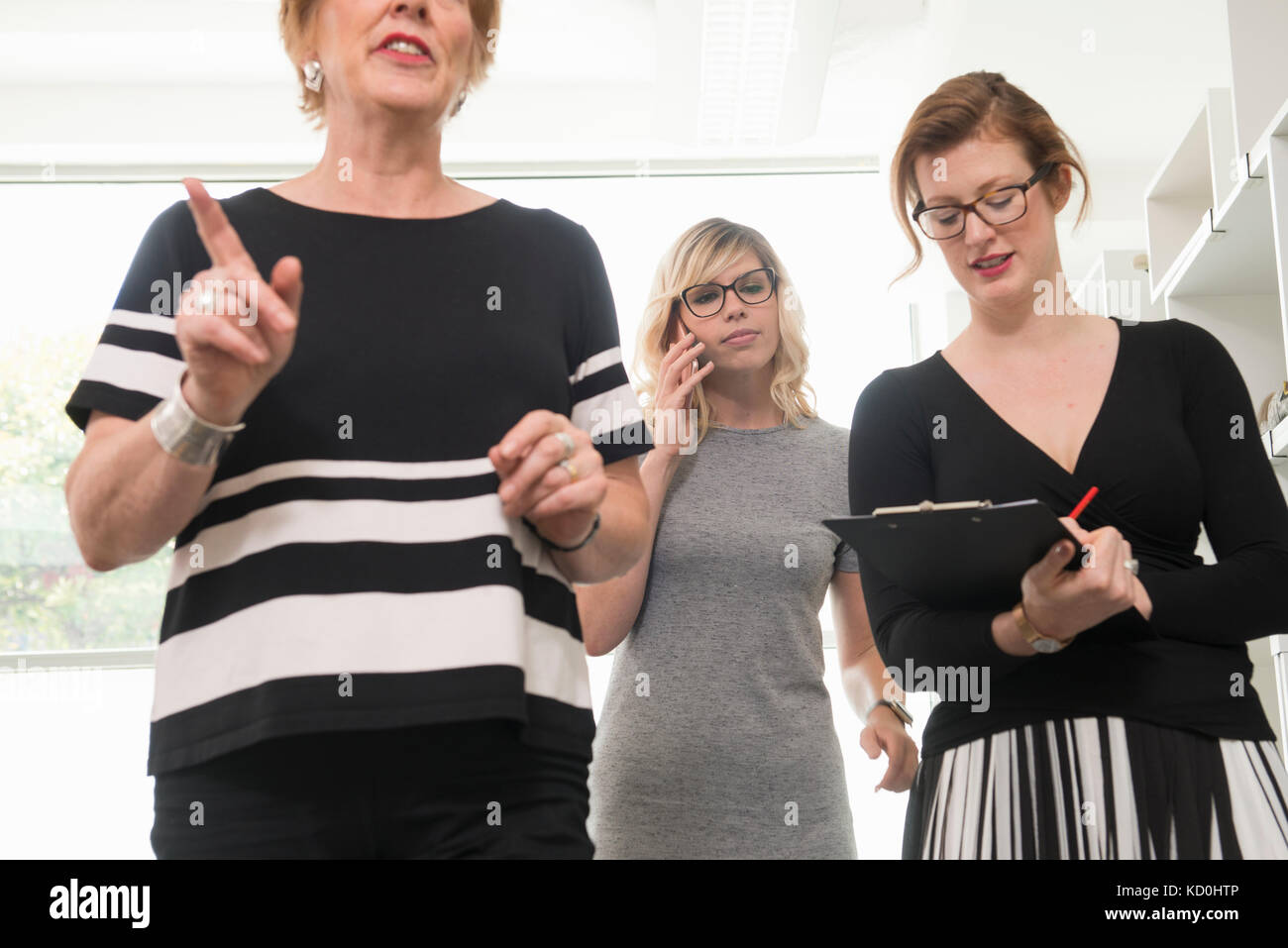Businesswoman talking, colleague writing notes Stock Photo - Alamy