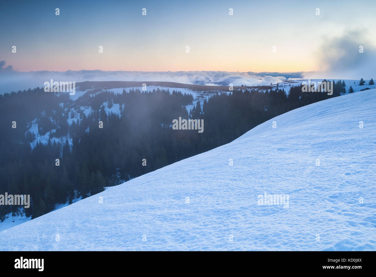 view from Feldberg mountain top in winter Stock Photo - Alamy