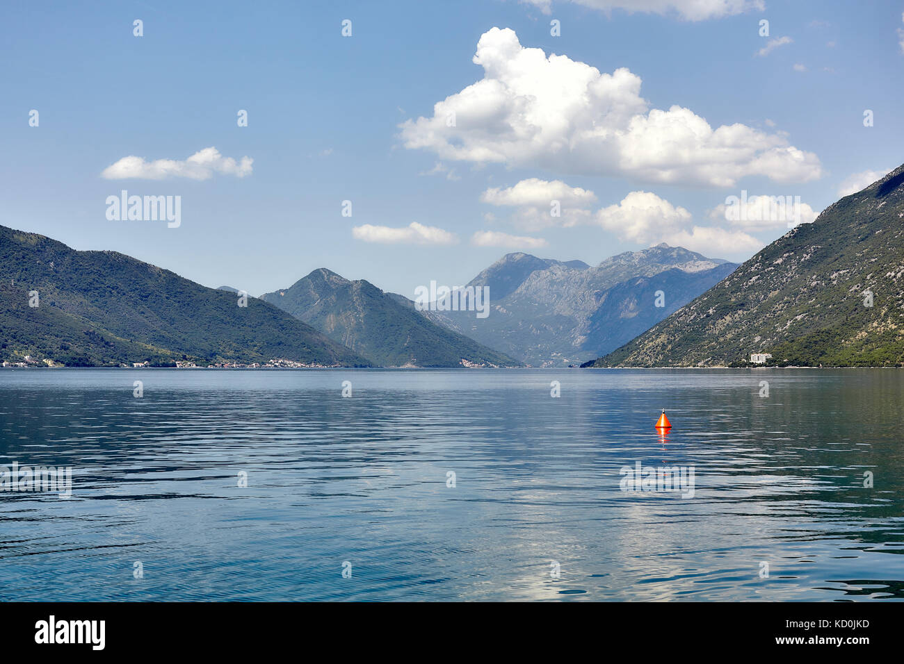 Scenic view of mountains and the Bay of Kotor, Montenegro Stock Photo ...