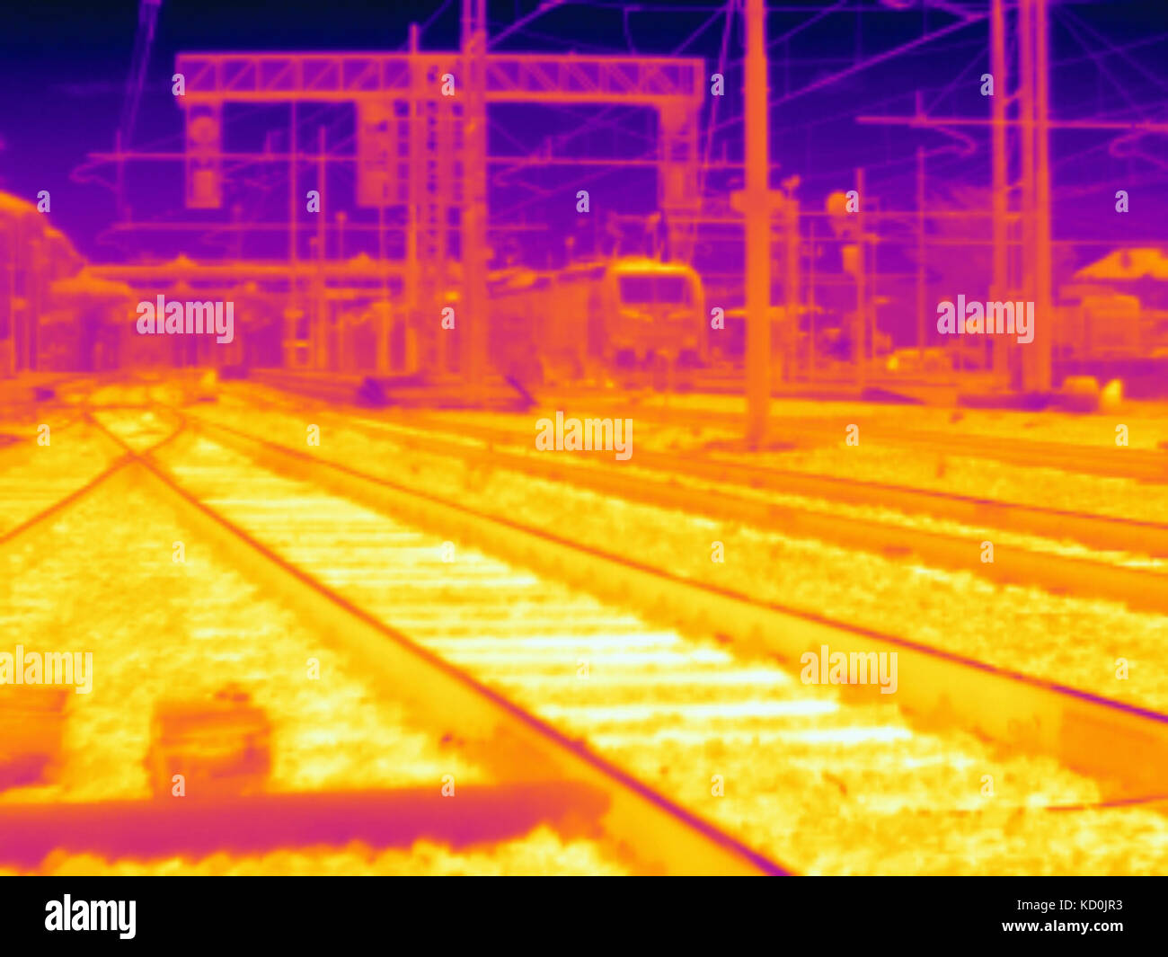 Thermal image of train on train tracks Stock Photo - Alamy