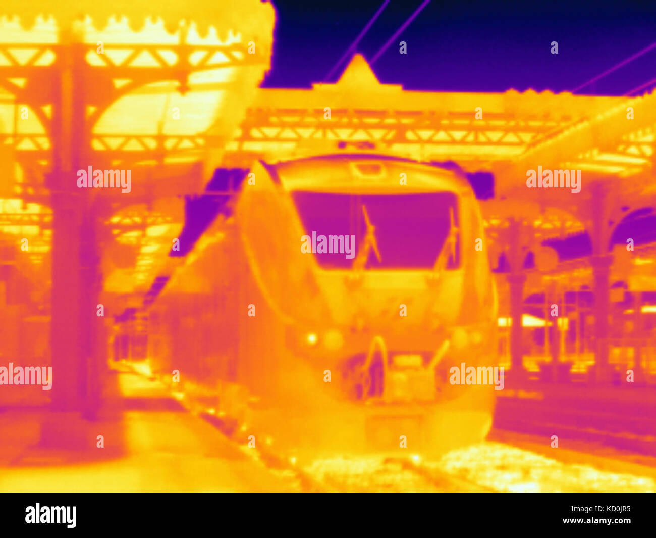 Thermal image of train in station Stock Photo - Alamy