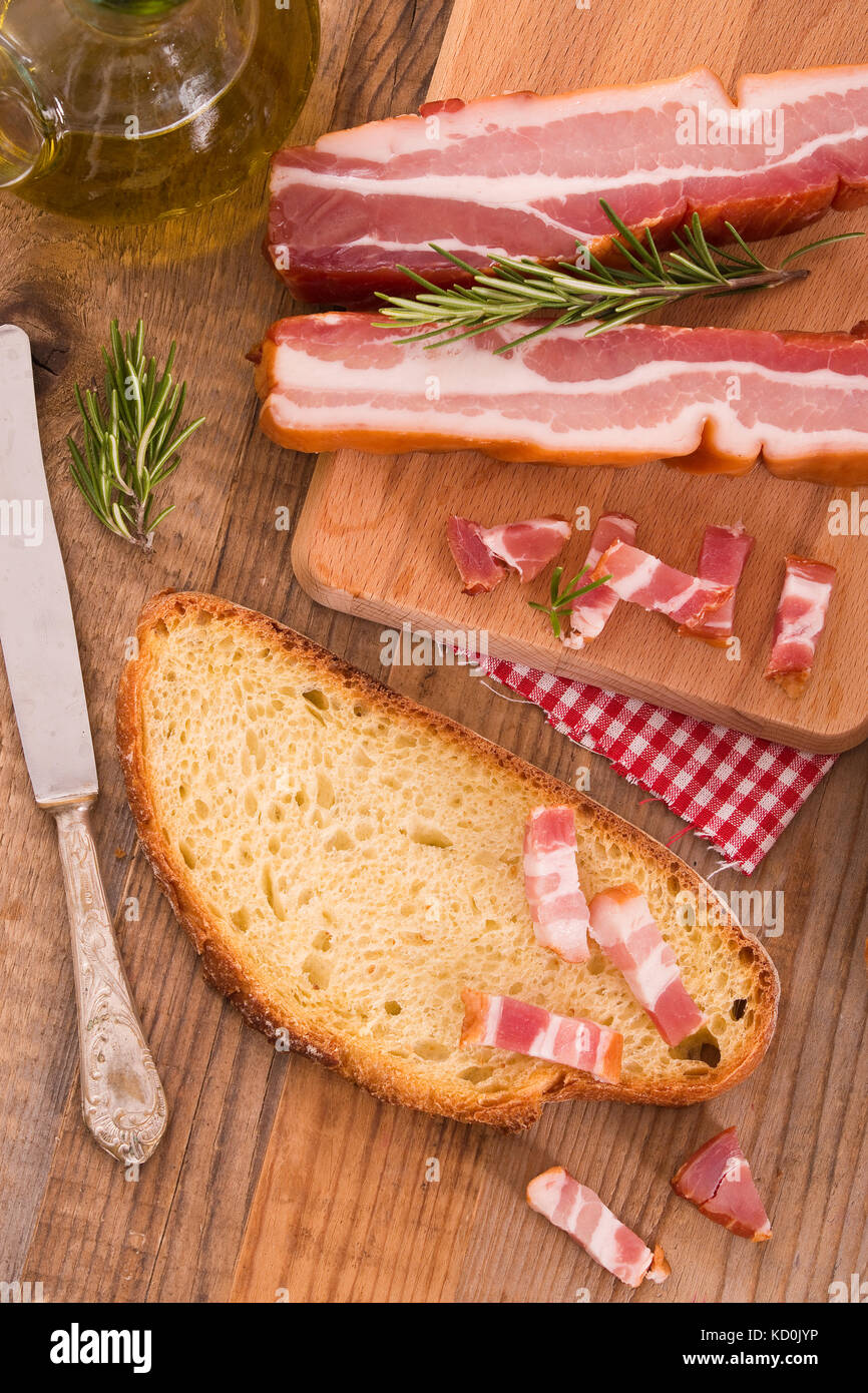Bread and bacon Stock Photo - Alamy