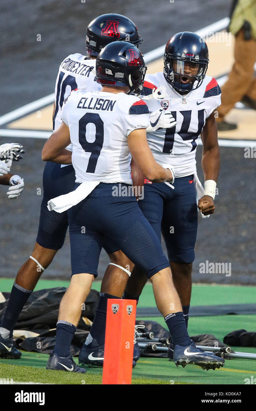 October 7, 2017: Arizona QB Khalil Tate (14) celebrates the first of ...