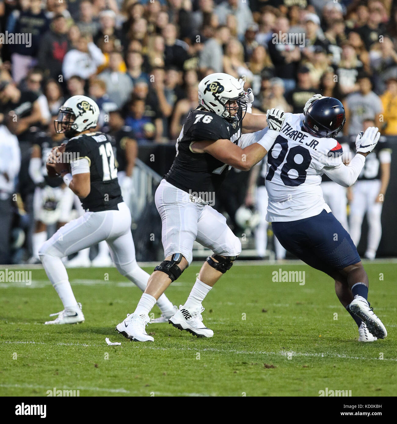October 7, 2017: Colorado tackle Jeromy Irwin blocks Arizona's Larry ...