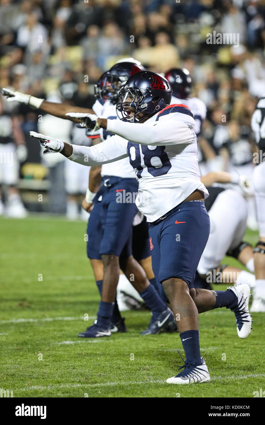 October 7, 2017: Arizona's Larry Tharpe signals the field goal is no ...