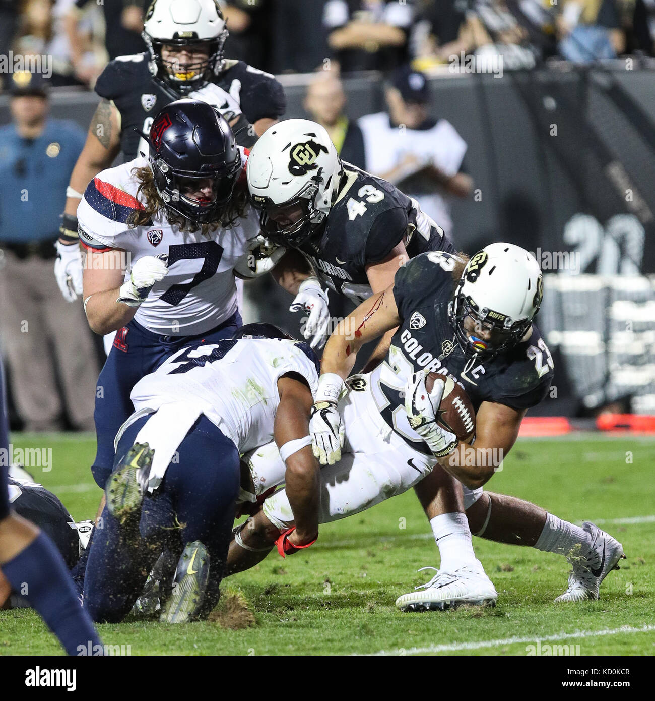 October 7, 2017: Colorado running back Phillip Lindsay is brought down ...