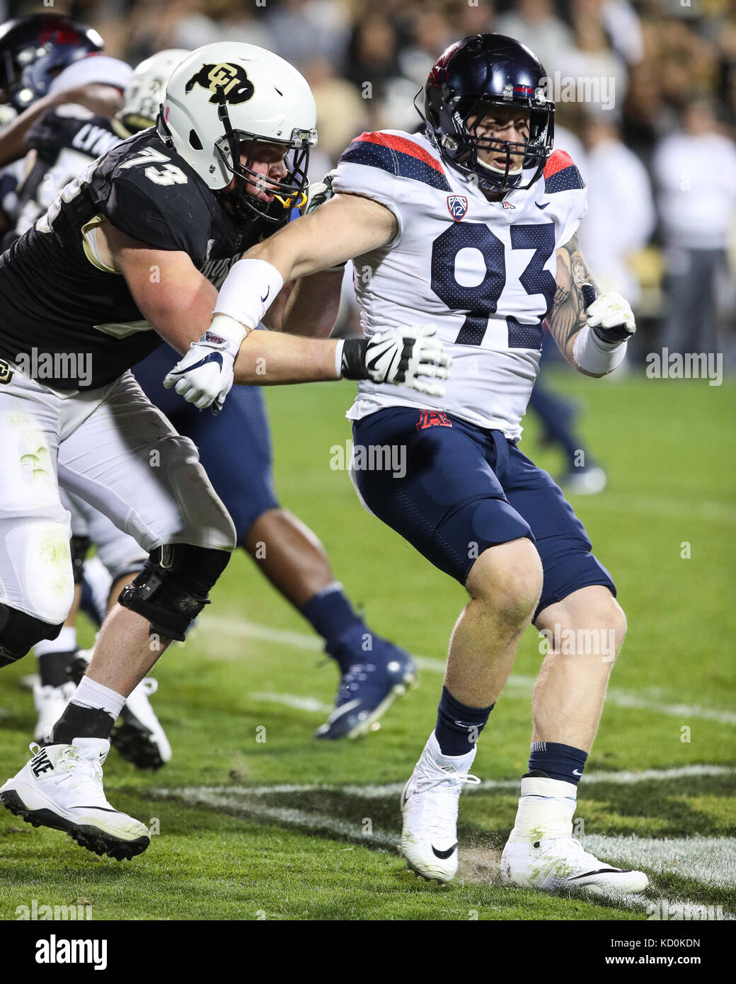 October 7, 2017: Colorado lineman Isaac Miller blocks Arizona's Parker ...