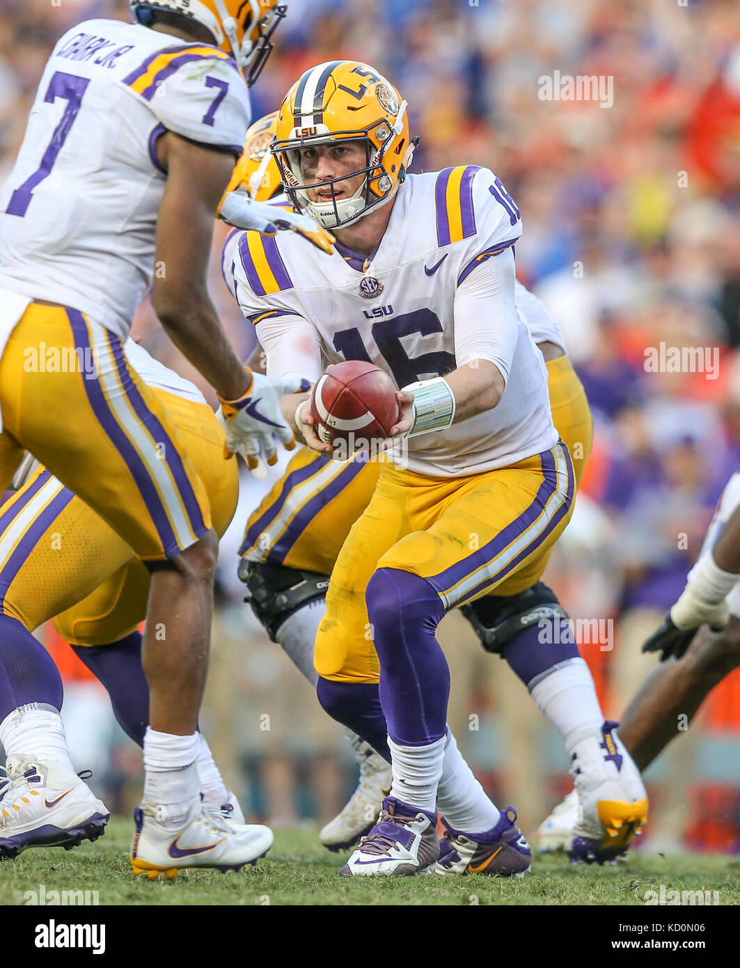 Florida, USA. 7th Oct, 2017. LSU Tigers quarterback Myles Brennan (15 ...