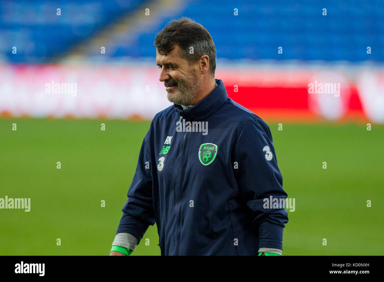 Cardiff, Wales, UK, October 8th 2017. Team coach Roy Keane appears to ...