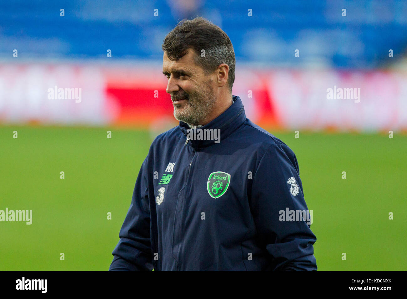 Cardiff, Wales, UK, October 8th 2017. Team coach Roy Keane appears to ...