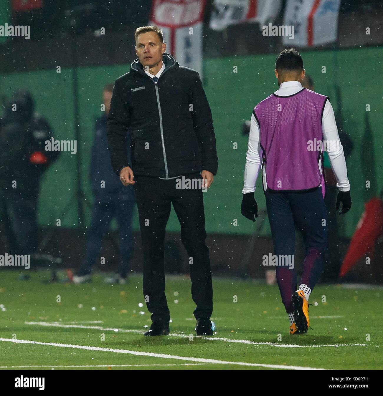 Vilnius, Lithuania. 8th Oct, 2017. Lithuania Manager Edgaras Jankauskas ...