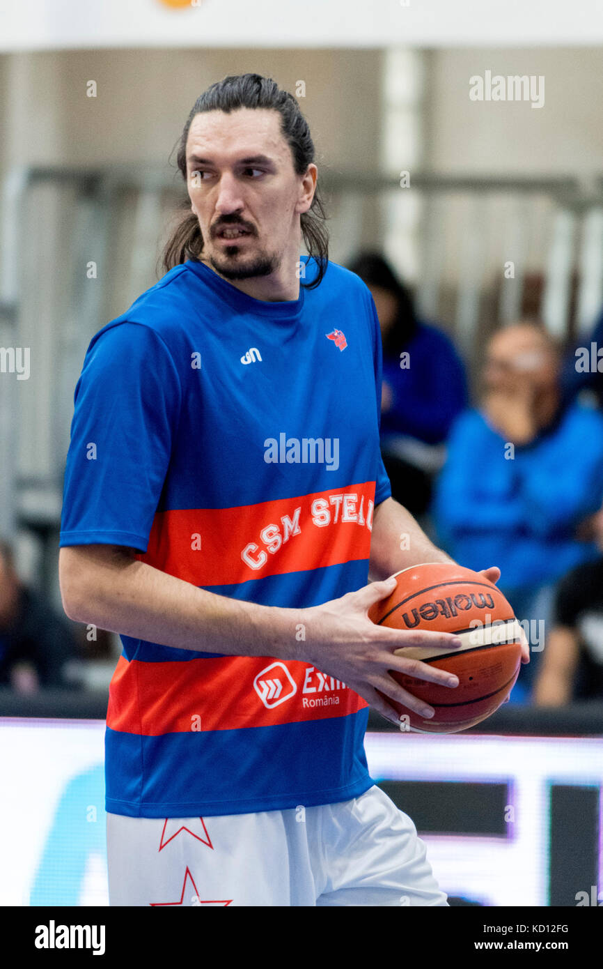 Bucharest, Romania 8th Oct 2017 Catalin Baciu #26 (CSM Steaua Bucharest) before the begining of ...