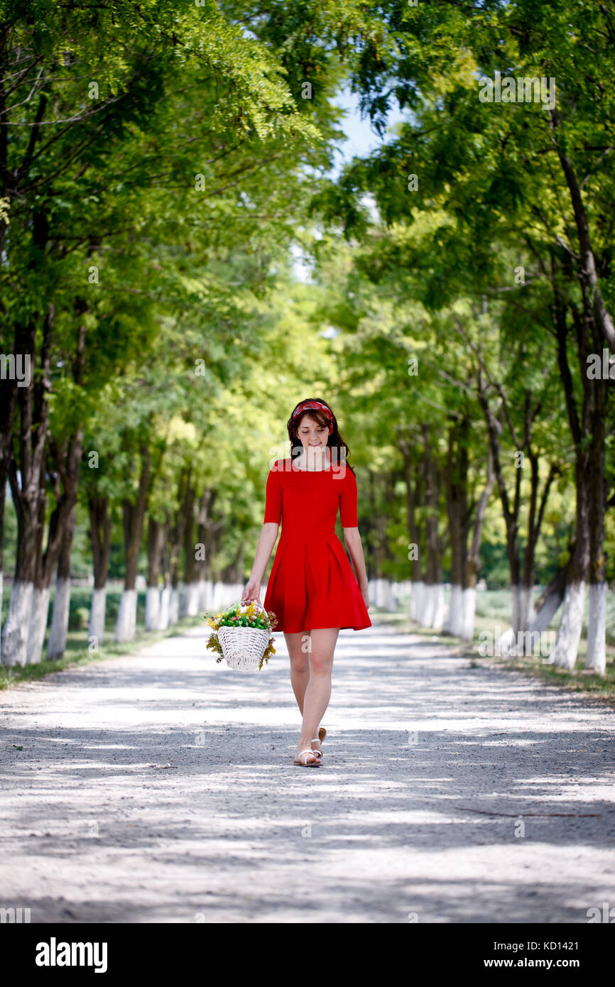 Young attractive woman walking and enjoying in nature Stock Photo - Alamy