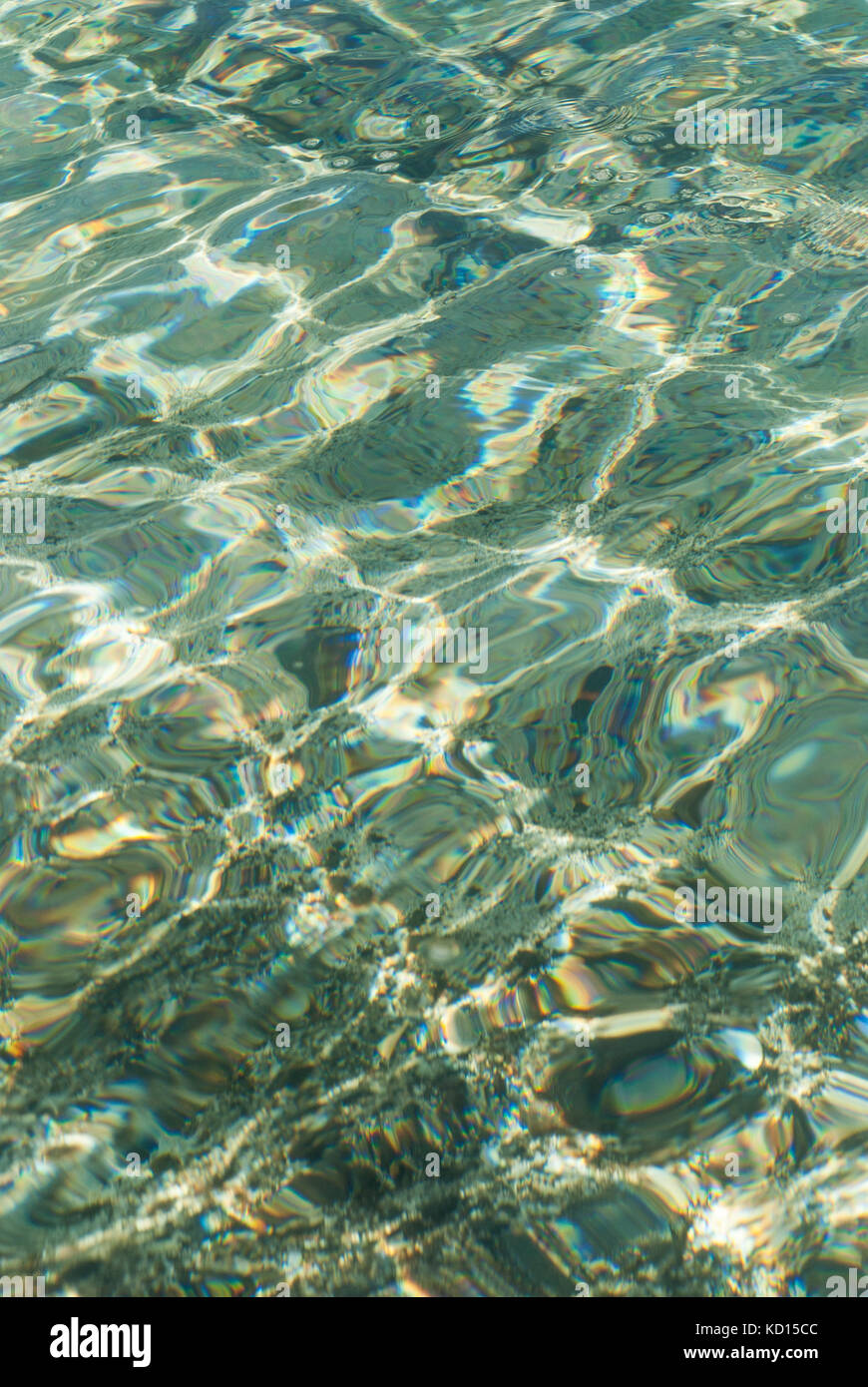 Refraction of light in clear water with small waves Stock Photo - Alamy