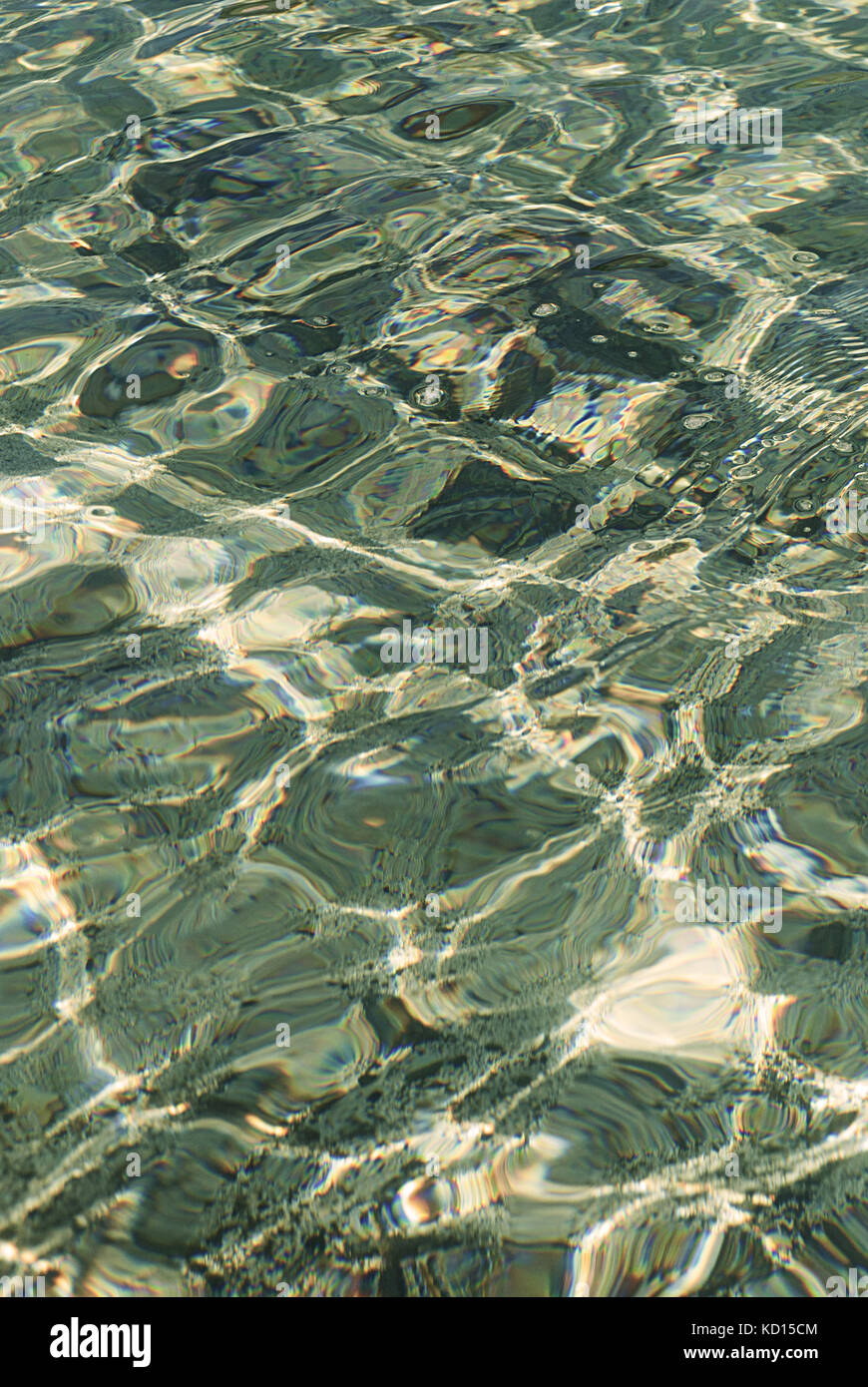Refraction of light in clear water with small waves. Toned photo Stock ...