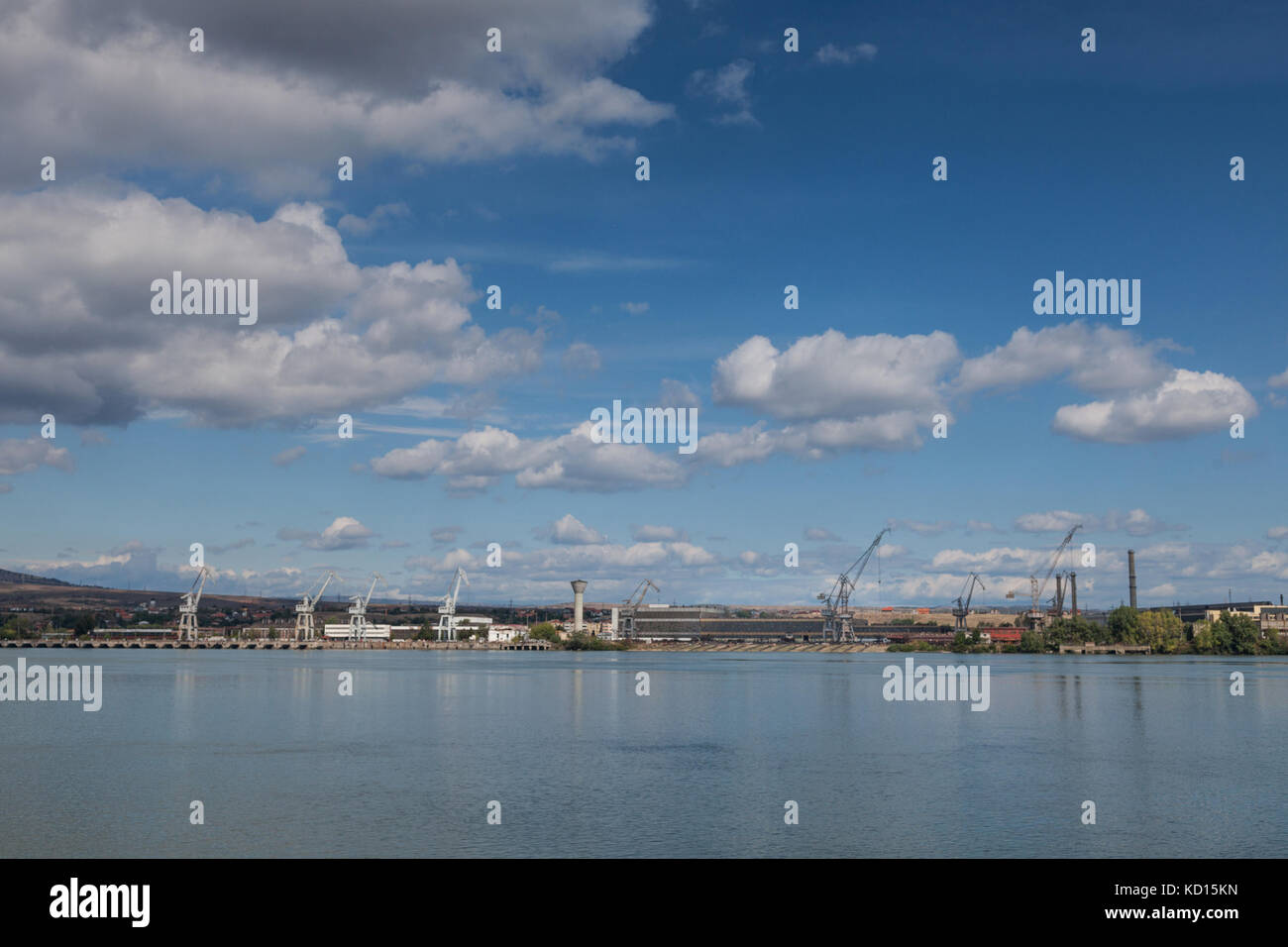 Cranes from the Drobeta Turnu Severin (Romania) shipyard taken from the ...