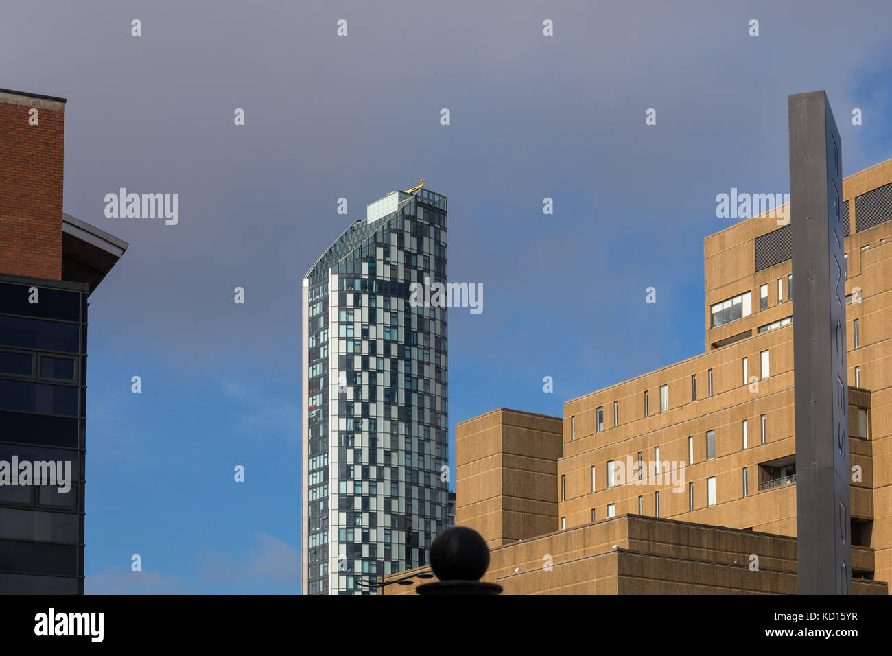 West Tower skyscraper, seen from Princes Dock, Liverpool, Merseyside ...