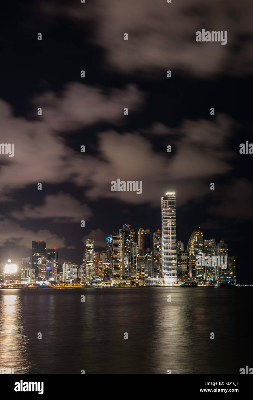 Night view Illuminated City At Waterfront PANAMA Stock Photo - Alamy