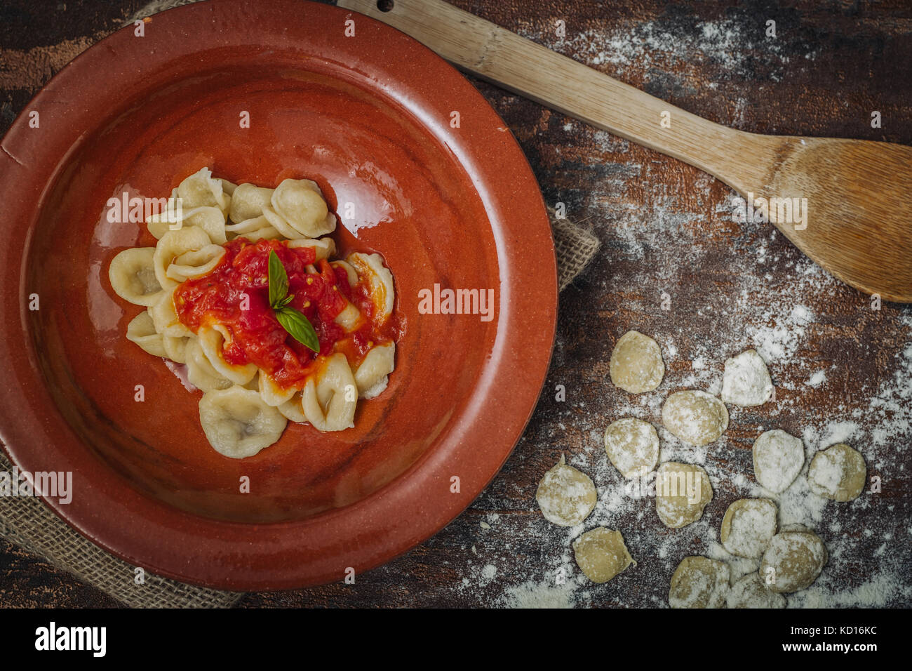 Fresh hand made typical Orecchiette pasta from siuth of Italy, Puglia ...