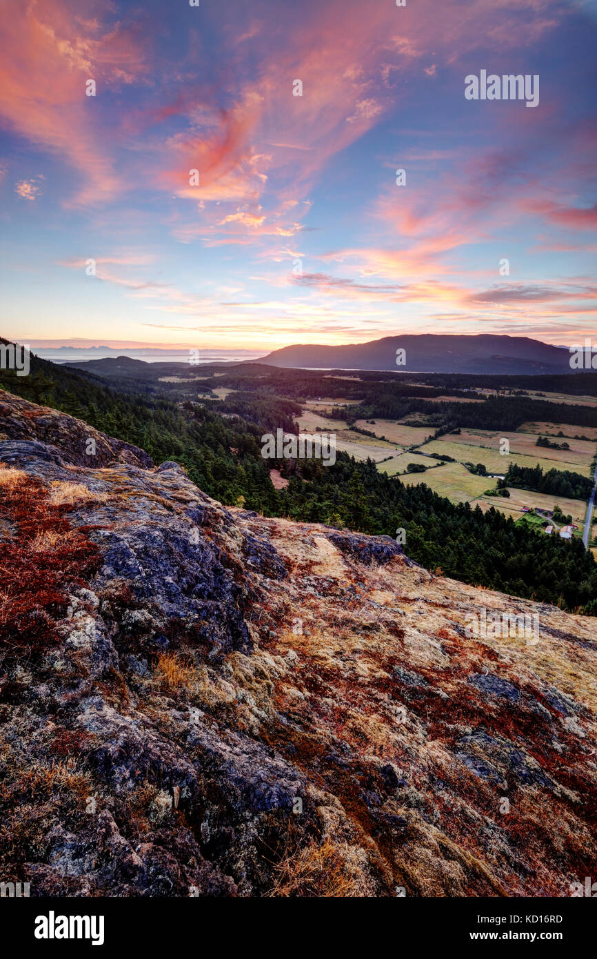 The sun rises over the Mount Constitution and the Crow Valley, viewed ...