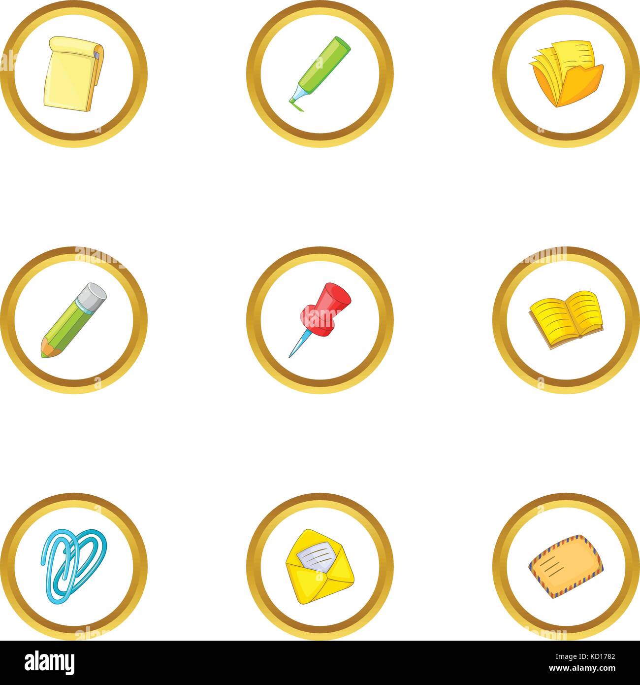 Stationery related icons set, cartoon style Stock Vector Image & Art ...
