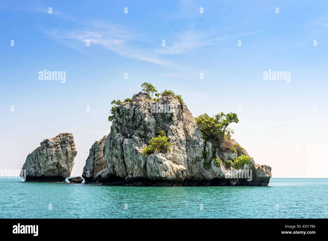 Beautiful natural landscape of small island on the sea under bright ...