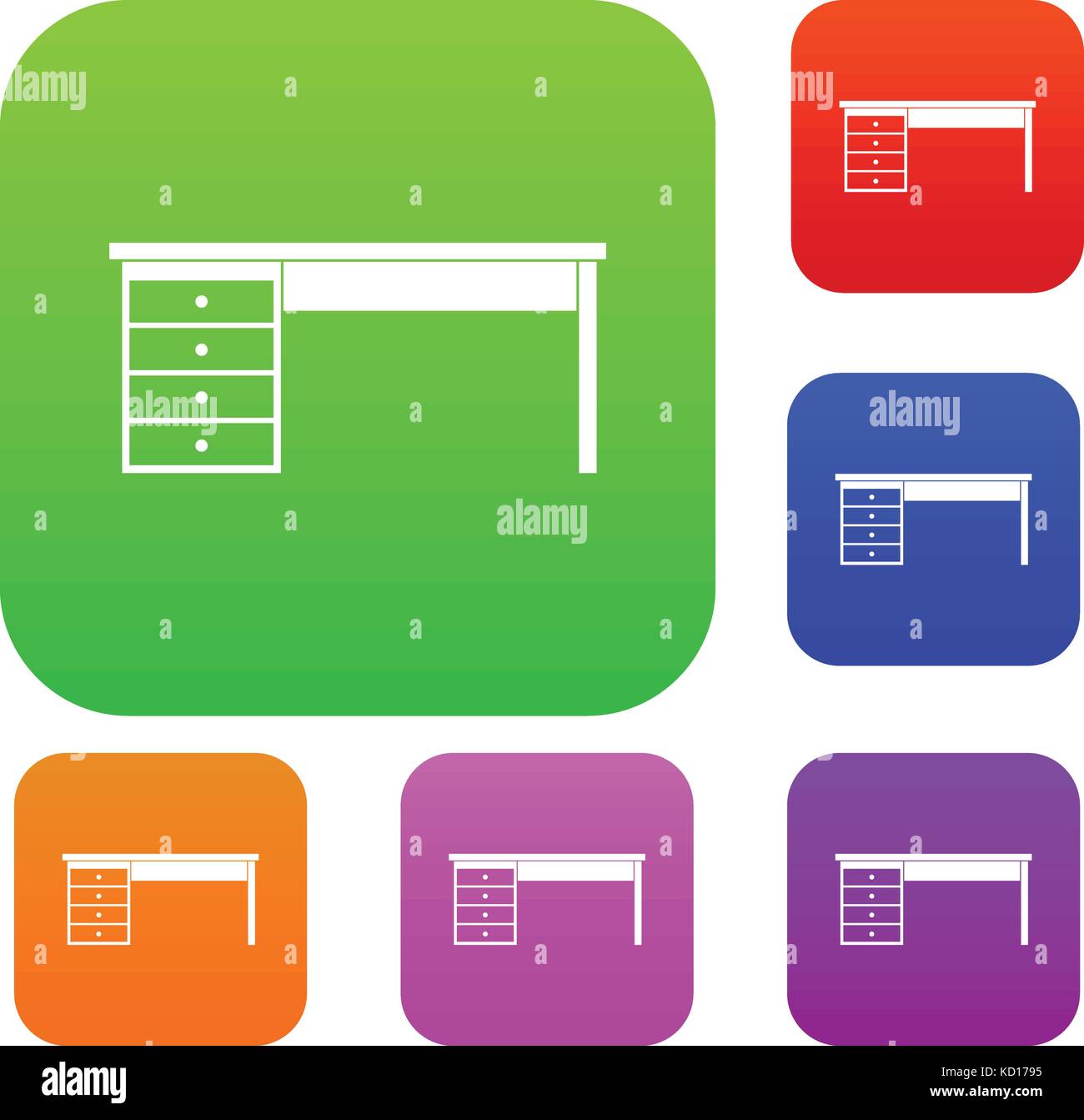 Wooden office desk set color collection Stock Vector Image & Art - Alamy