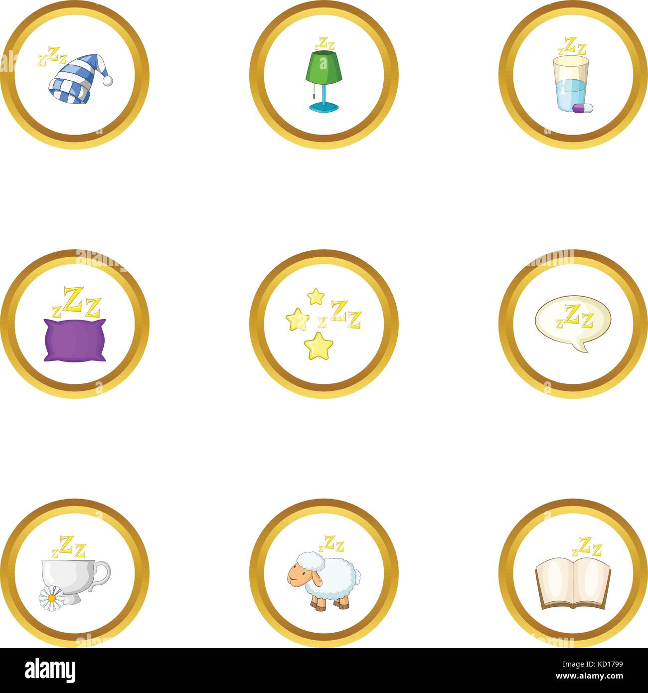 Sleeping icons set, cartoon style Stock Vector Image & Art - Alamy