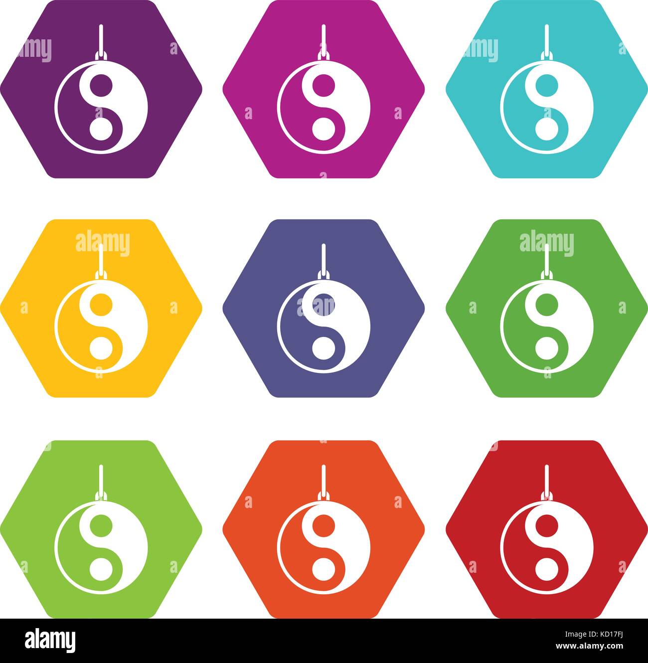 Yin Yang symbol icon set color hexahedron Stock Vector Image & Art - Alamy