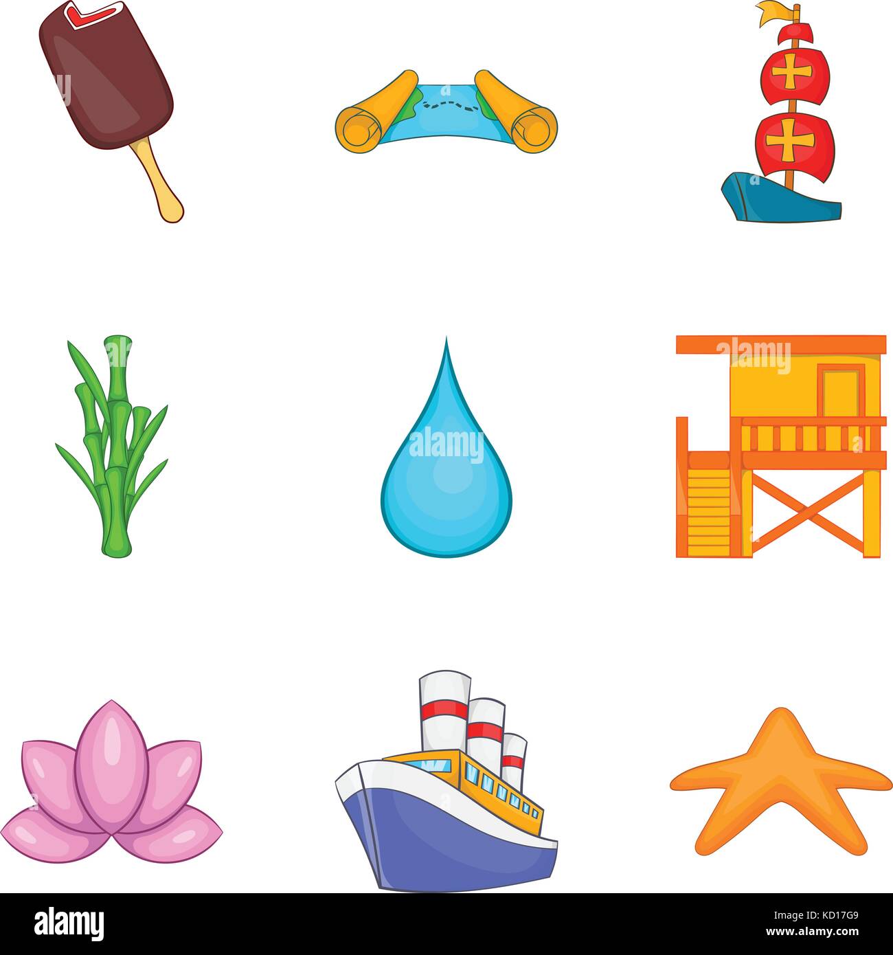 Beach icons set, cartoon style Stock Vector Image & Art - Alamy