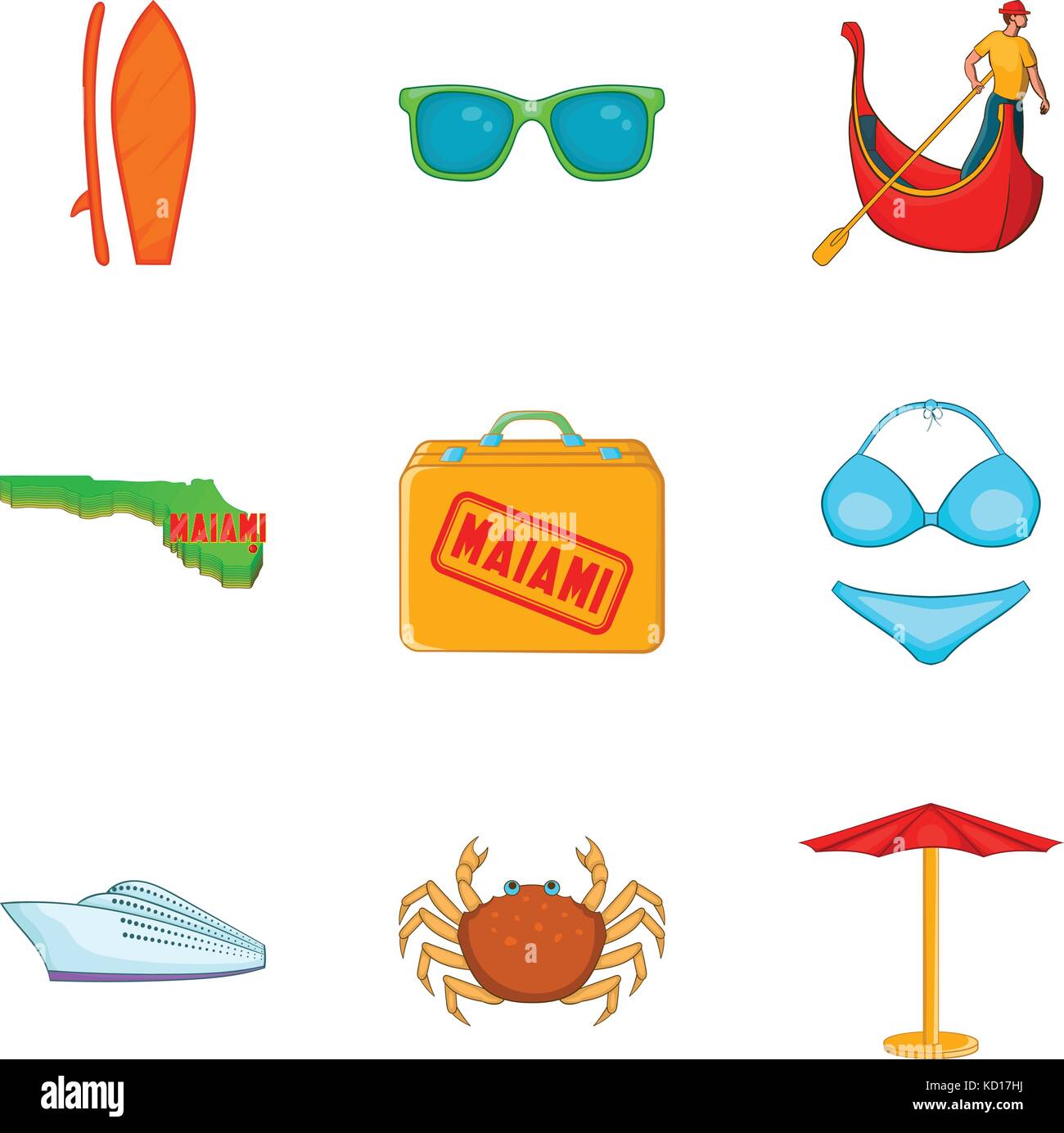 Miami icons set, cartoon style Stock Vector Image & Art - Alamy