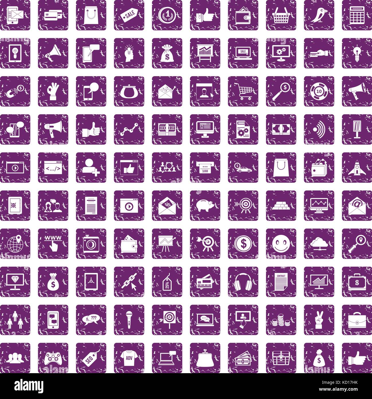 100 digital marketing icons set grunge purple Stock Vector Image & Art ...