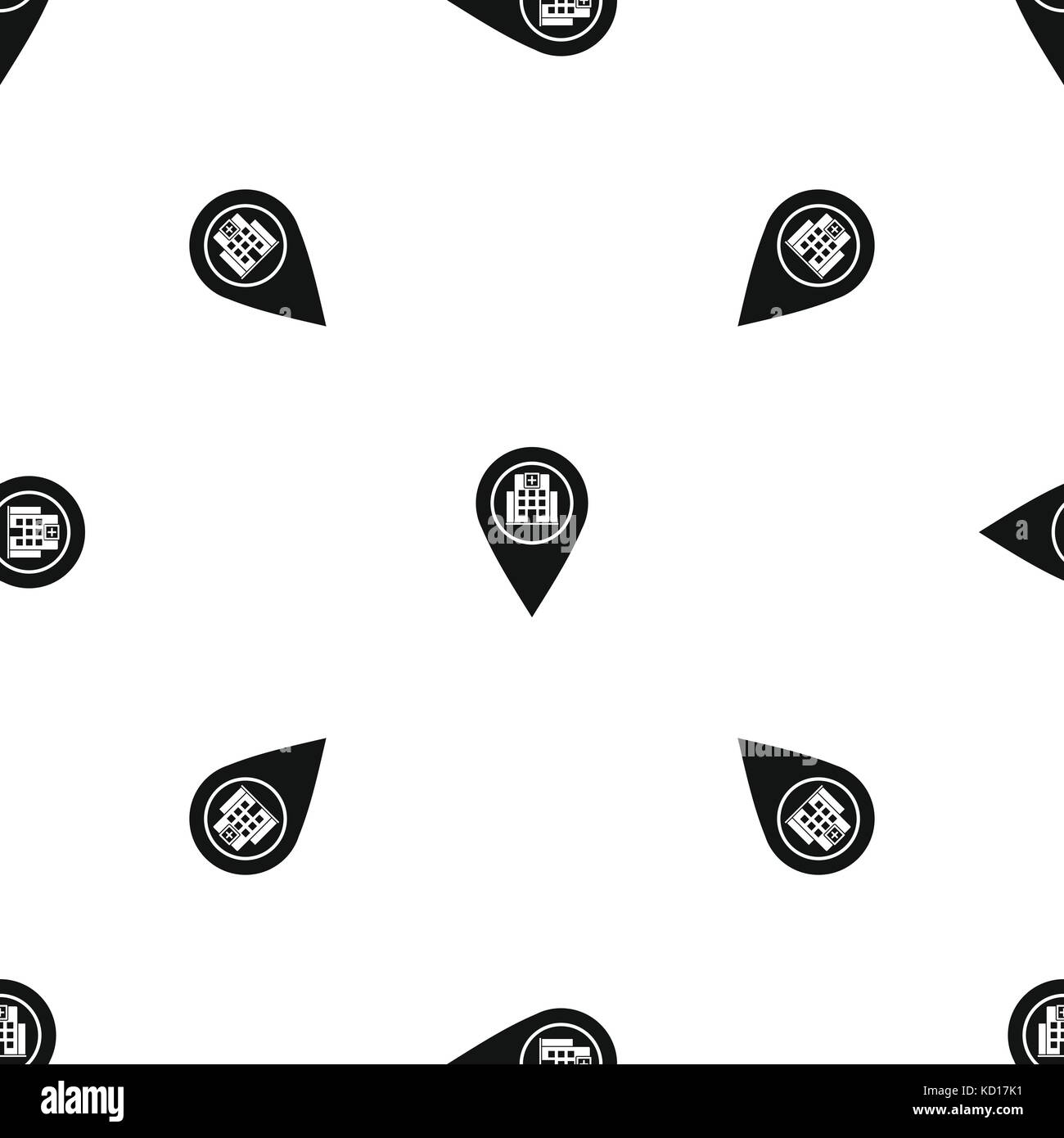 Geo tag with hospital building pattern seamless black Stock Vector ...