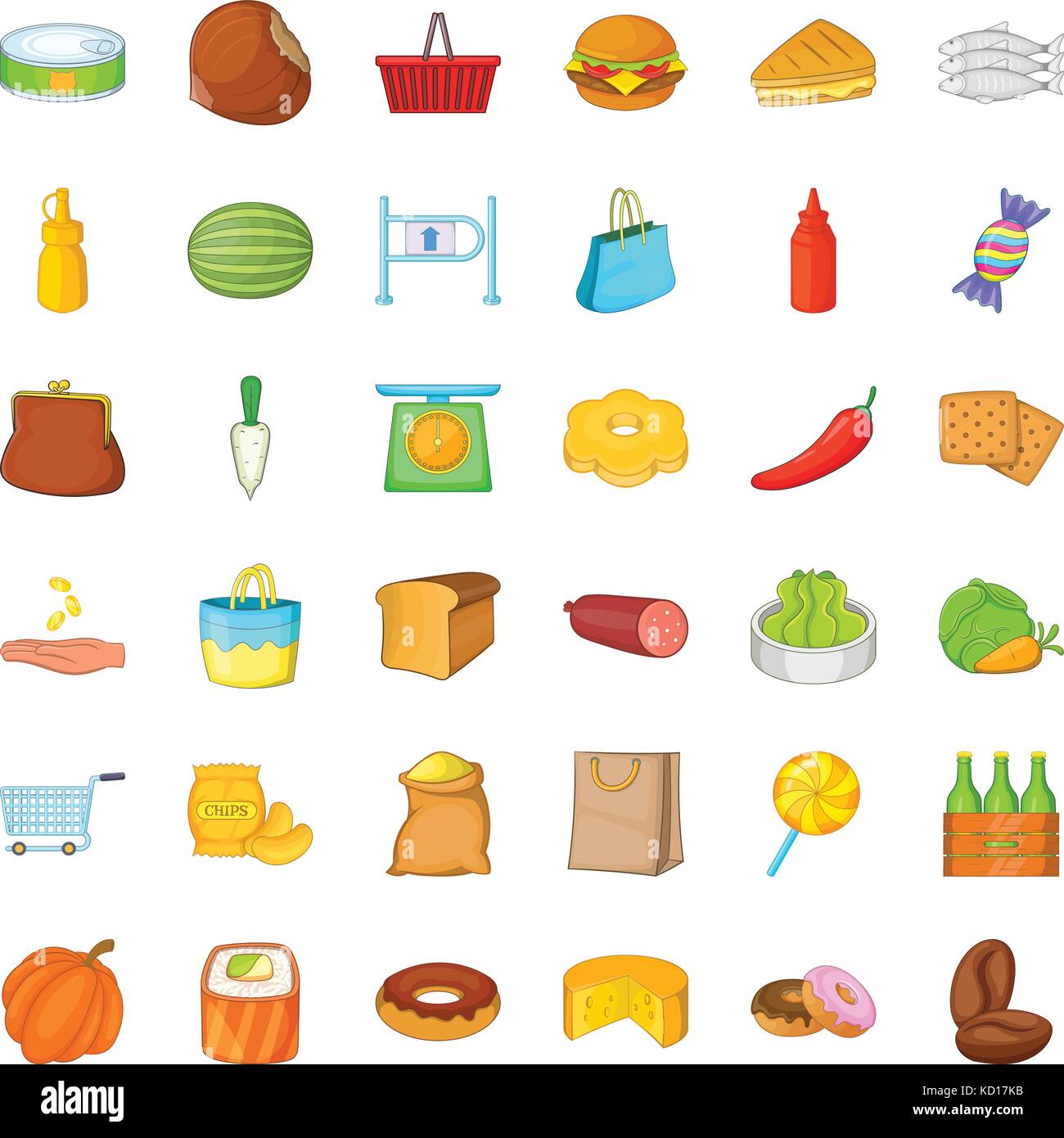 Grocery shopping icons set, cartoon style Stock Vector Image & Art - Alamy