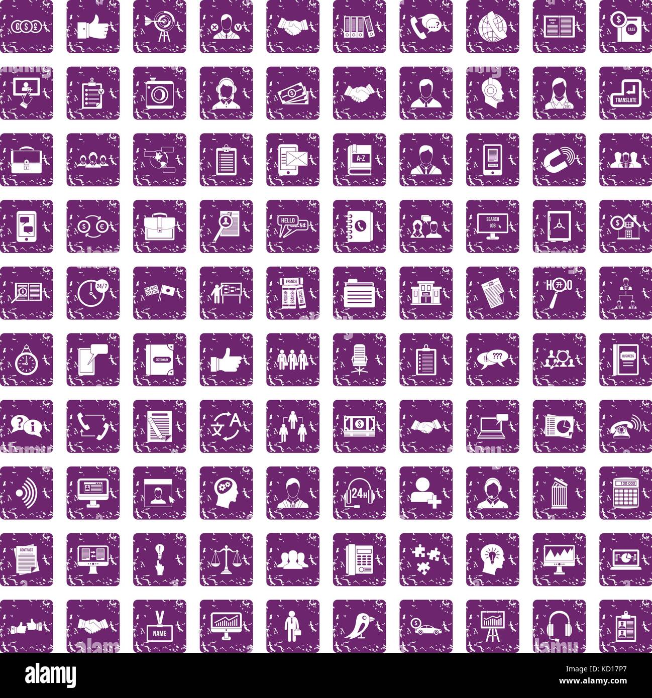 100 discussion icons set grunge purple Stock Vector Image & Art - Alamy