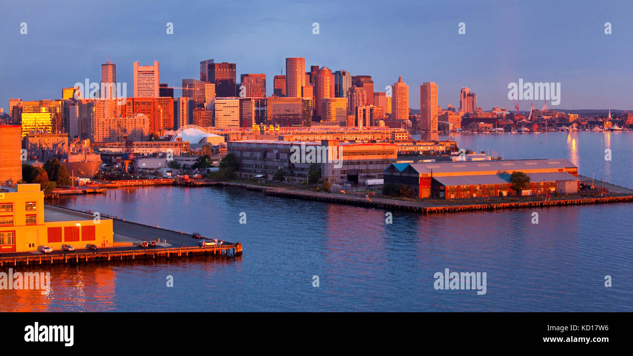 View of the port facilities and the southern end of City of Boston at ...