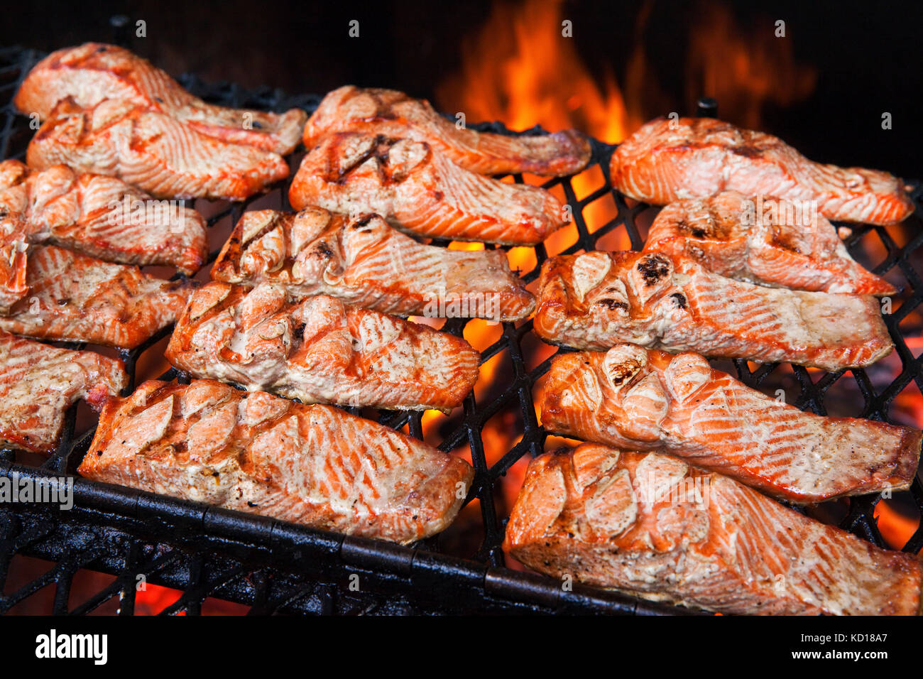 Salmon fire hi-res stock photography and images - Alamy